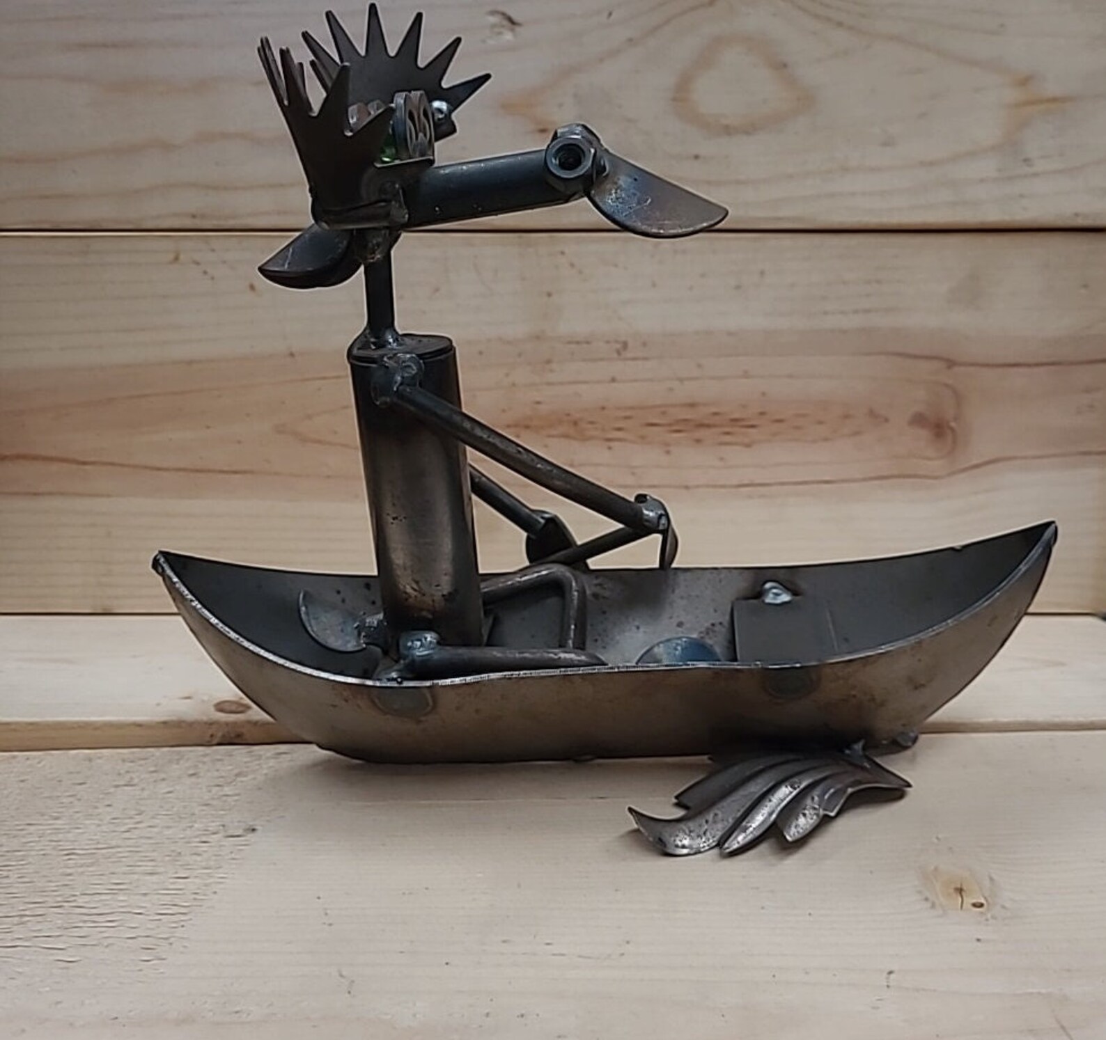 Metal Art Sculpture>moose Rowing Canoe! Fun Collectible - Etsy