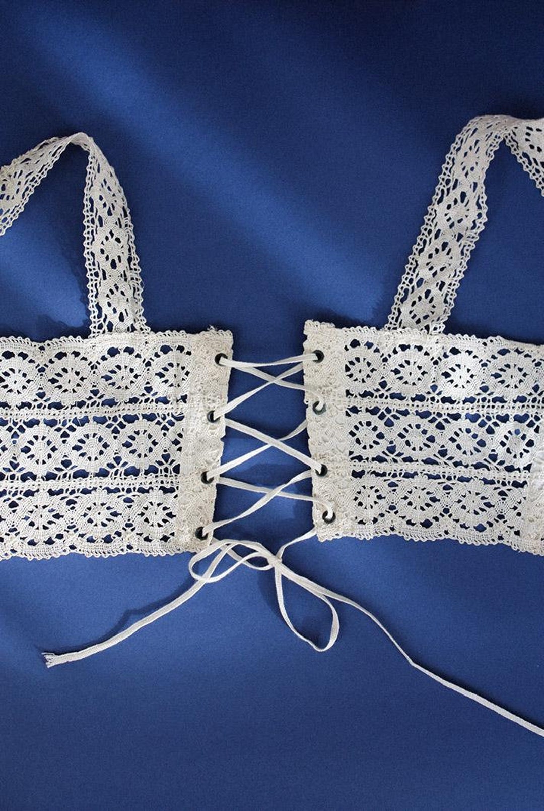 Antique 1900s Corset Bralette, Edwardian Ecru Lace Bra, Antique Lace ...