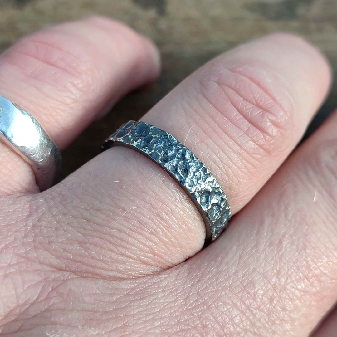 Blackened Battered Silver Viking Ring Unusual Sterling Silver Ring the ...