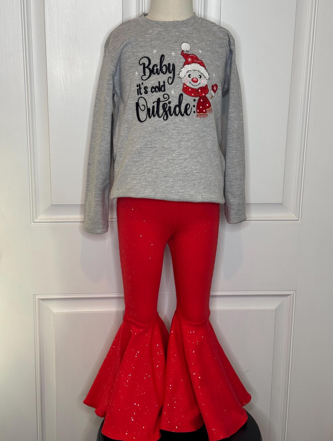 Girls Red Sparkle Bell Bottom Leggings: Cotton Boho Flare,flared Red ...
