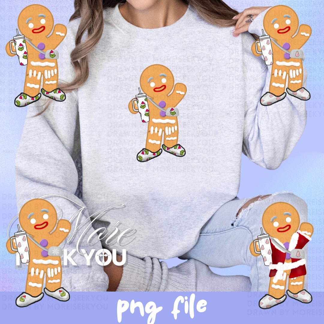Cute Christmas Gingerbread Man Design Bundle Mean Green Guy Dtf Png ...