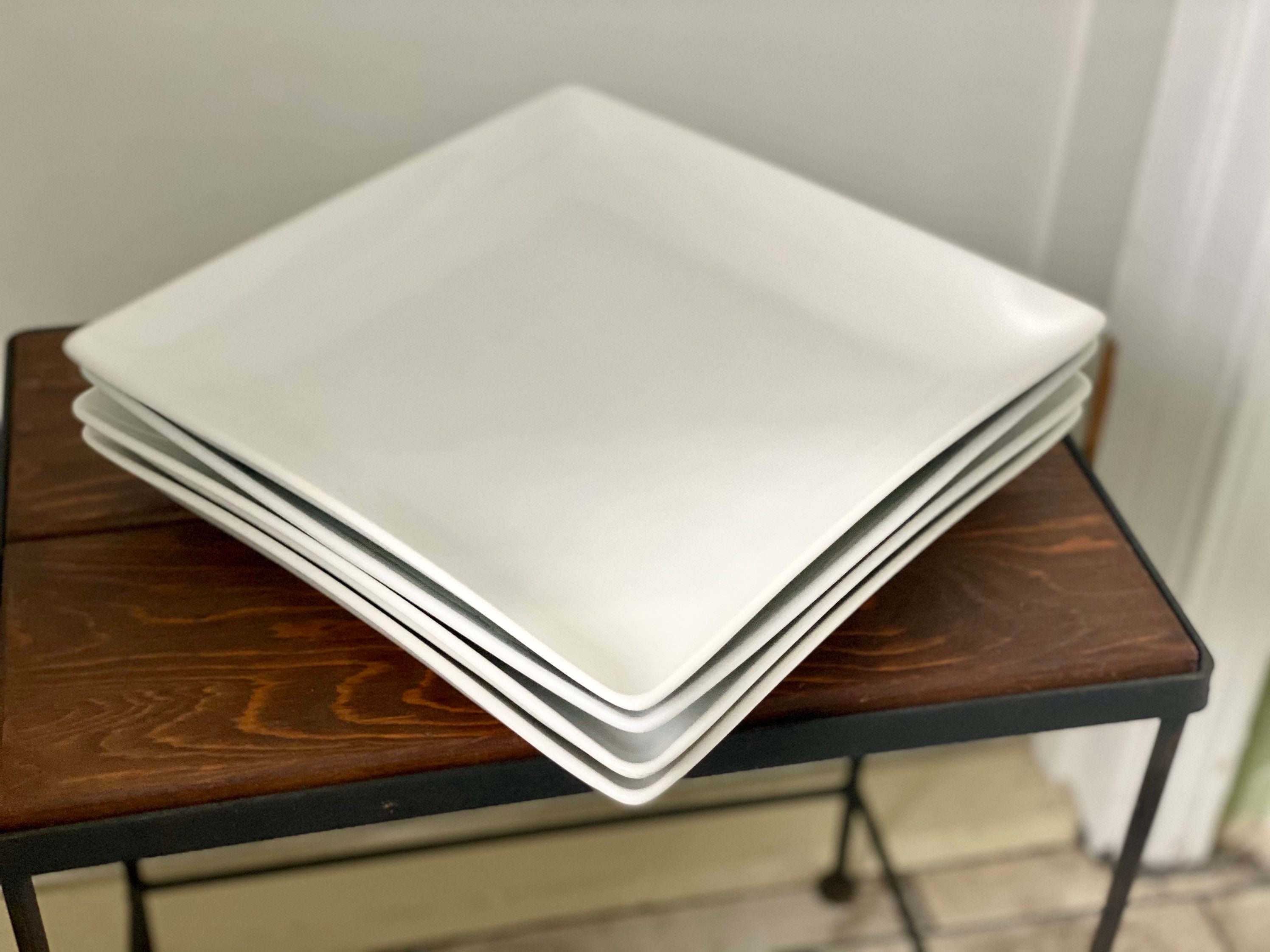 Set de 4 platos cuadrados de porcelana Classic Umbral blanco | Etsy