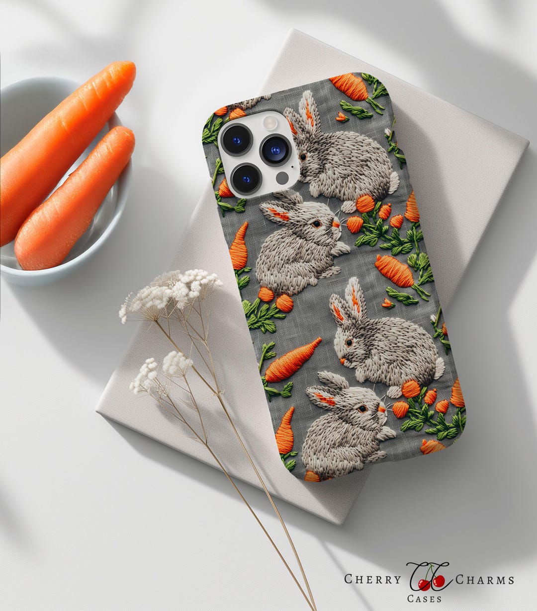 Cute Bunny and Carrots Phone Case, Animal Lover Gift, Gift for Her ...