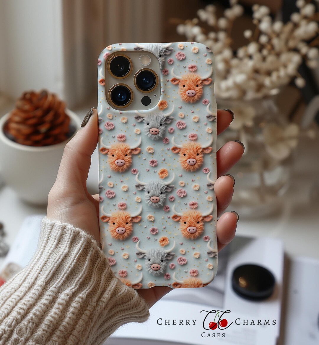 Adorable Highland Cow Phone Case, Animal Lover Gift, Farm Aesthetic ...