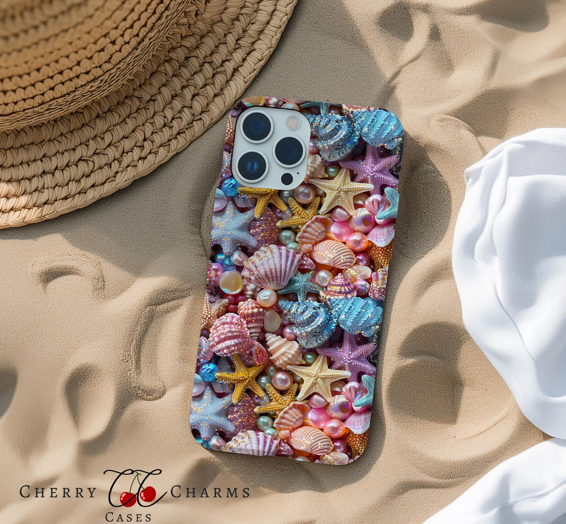 Starfish and Seashell Phone Case, Ocean Aesthetic Cover, Beach Lover ...