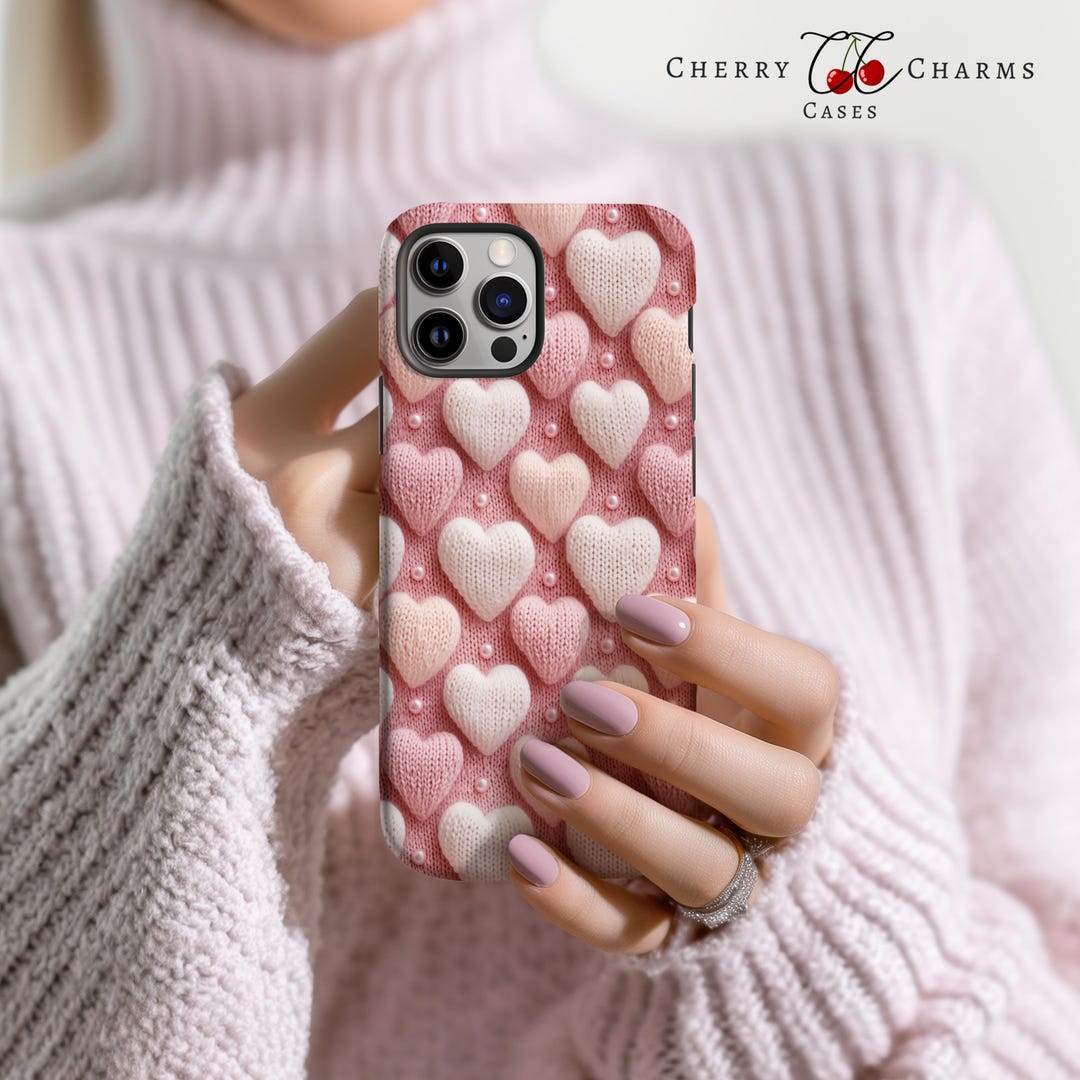 Heart Knitted Phone Case, Knit Aesthetic Cover , Samsung Case,valentine ...
