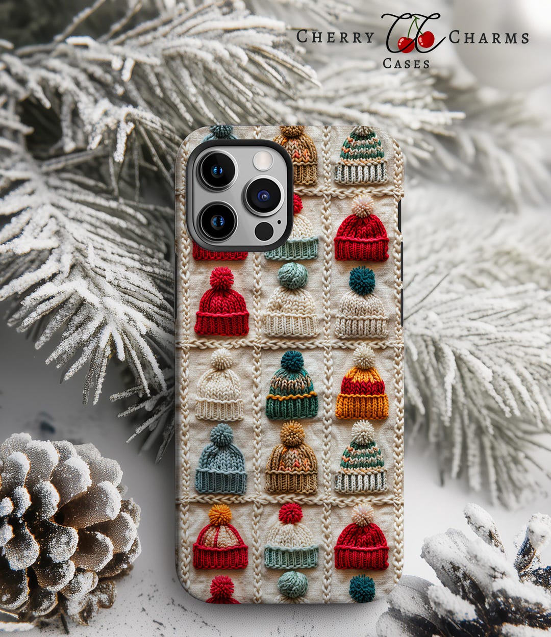 Snow Hats Phone Case,winter Aesthetic,embroidered,gift for Her,faux ...
