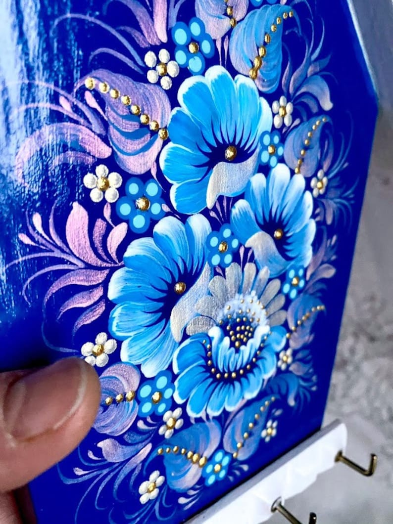 Key Rack House Wooden Key Holder Wall Blue Key Holder for Wall - Etsy