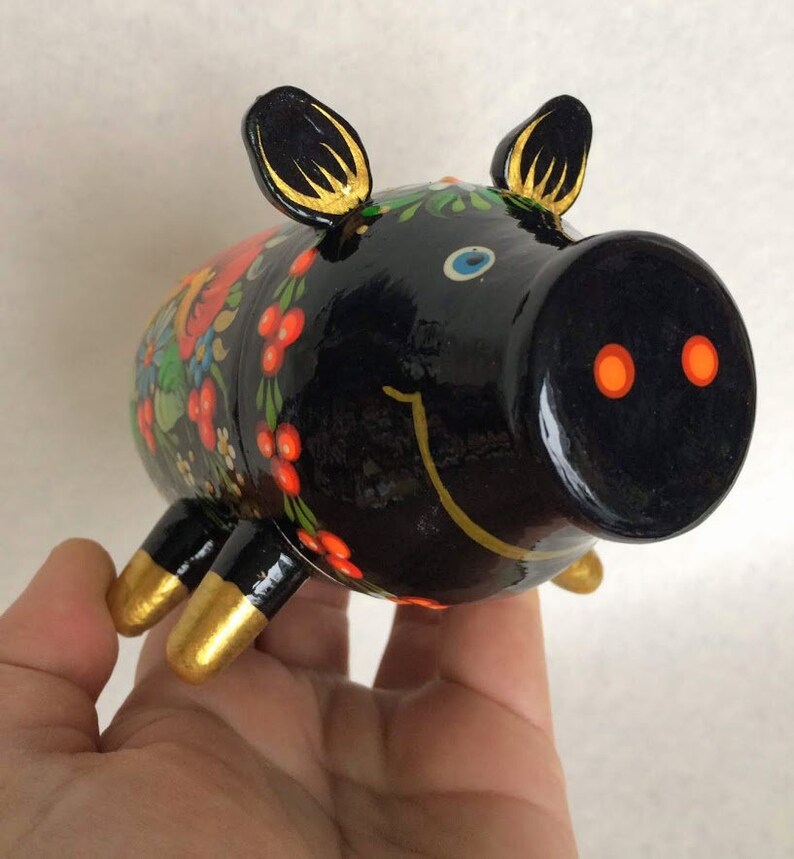 Hand-painted Wooden Box Original Pig Shaped Box Souvenir From - Etsy