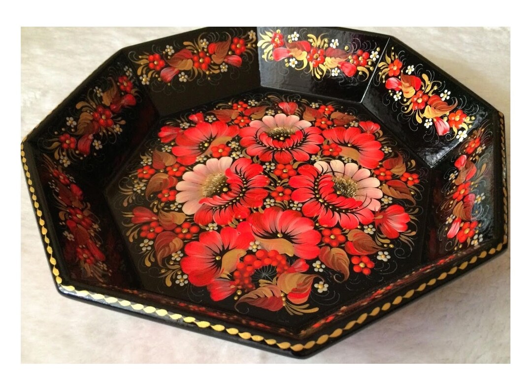 Hand Painted Wood Candy Bowl Octagonal Candy Bowl Hand Painted - Etsy