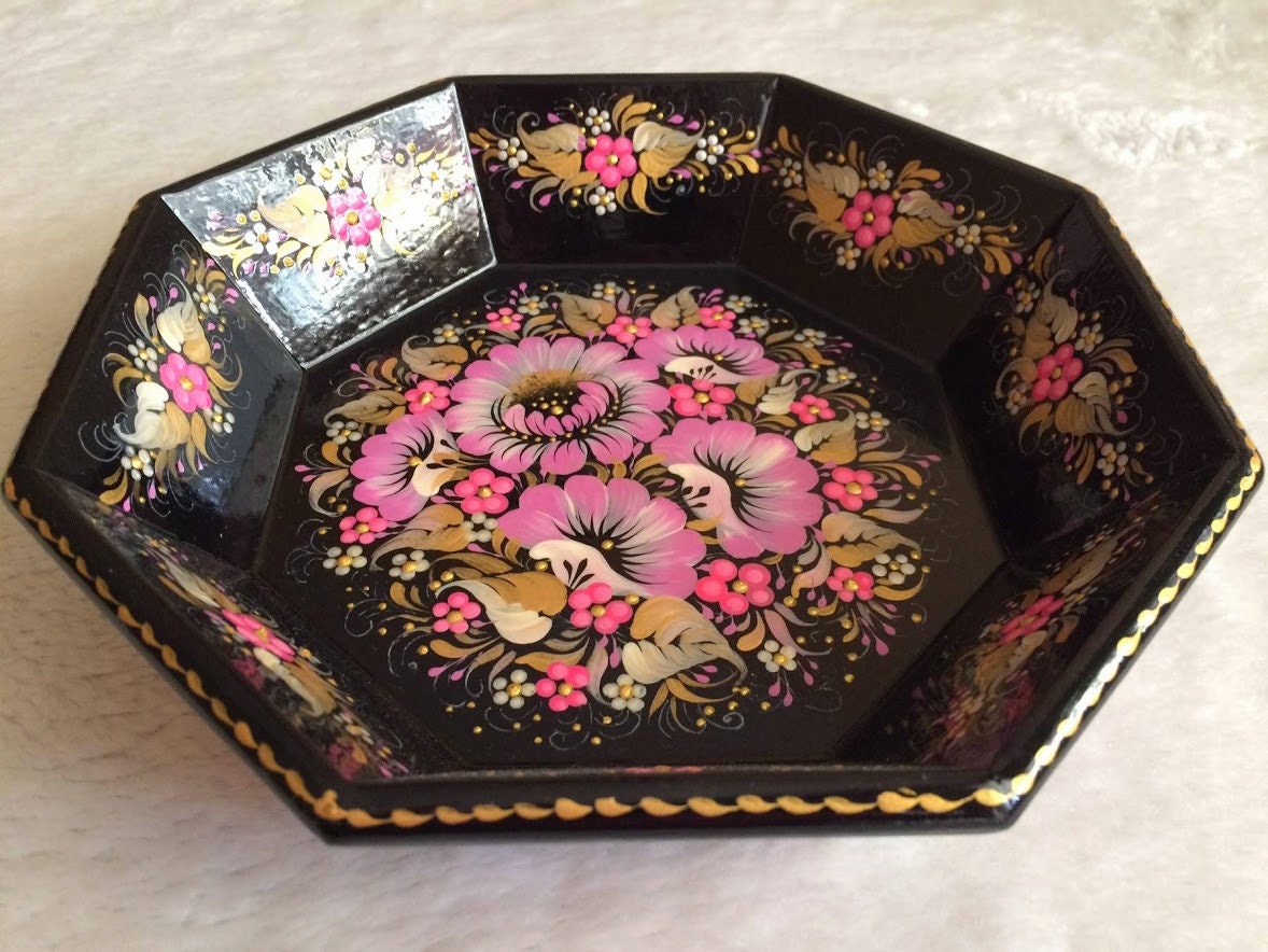 Hand Painted Wood Candy Bowl Octagonal Candy Bowl Hand Painted - Etsy