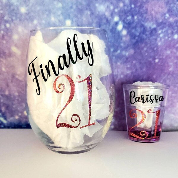 21st Birthday Wine Glass - Etsy