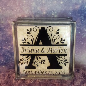 Custom Light up Glass Block, Valentine Glass Block, Wedding Gift ...