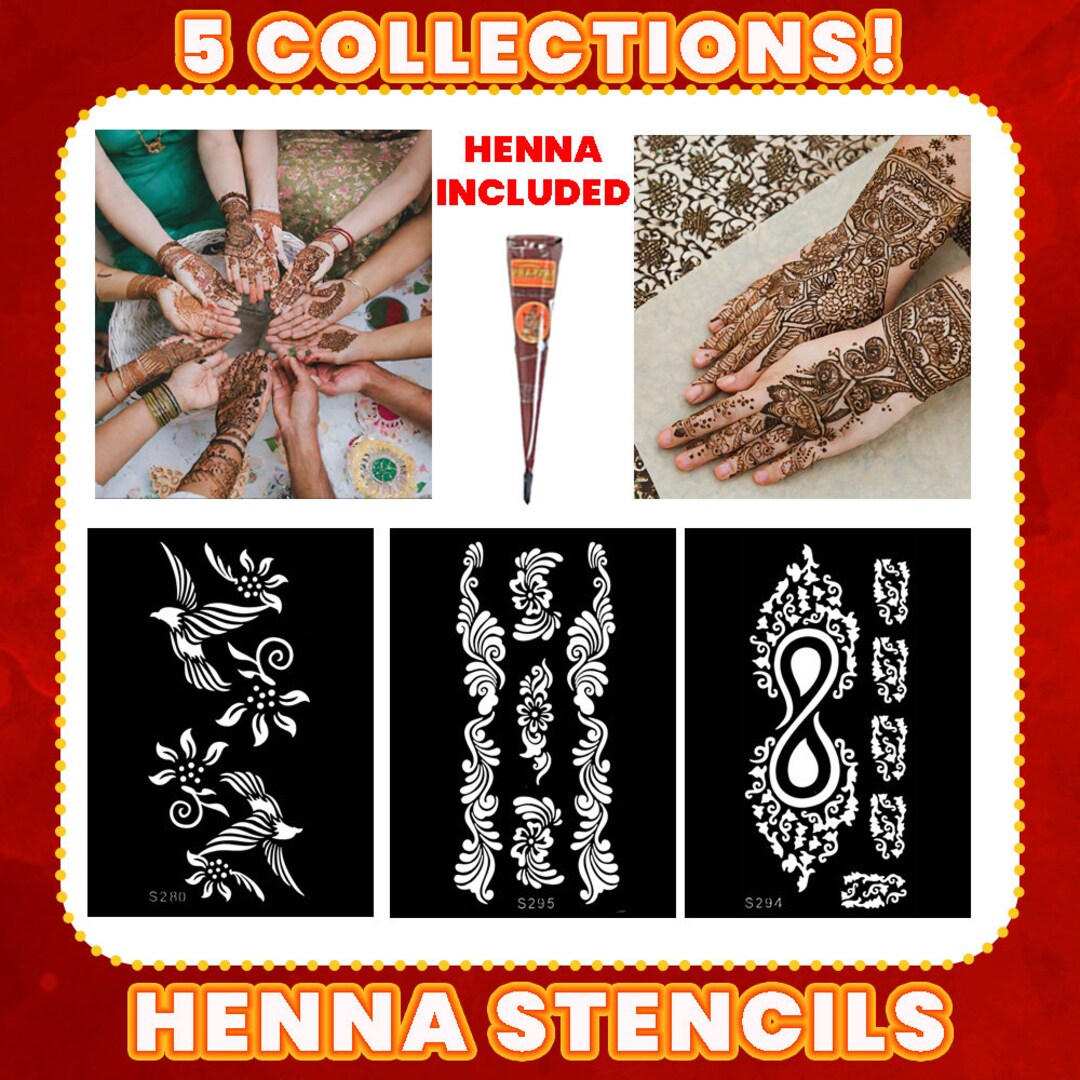 Hand Henna Stencils Traditional Henna Mehndi Designs Ethnic Hand Henna ...
