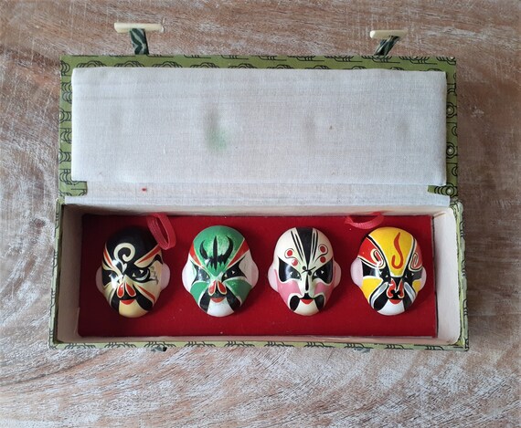 Vintage Chinese Hand Painted Porcelain Xiqu Opera Masks in - Etsy