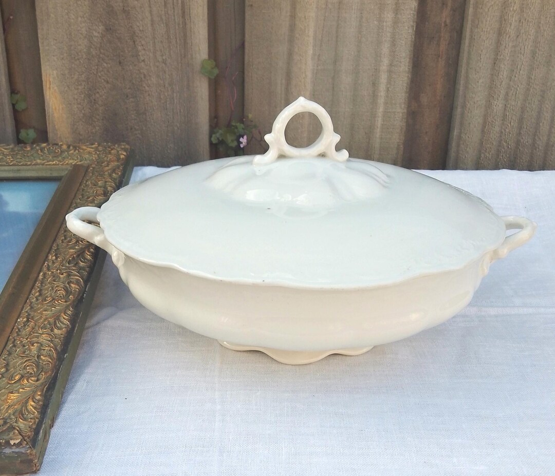 Antique Alfred Meakin White Tureen, Dining and Serving Dish With Lid, C ...