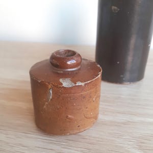 Antique Victorian Ink Pots – Salt Glazed Stoneware Inkwell, Bottle C ...