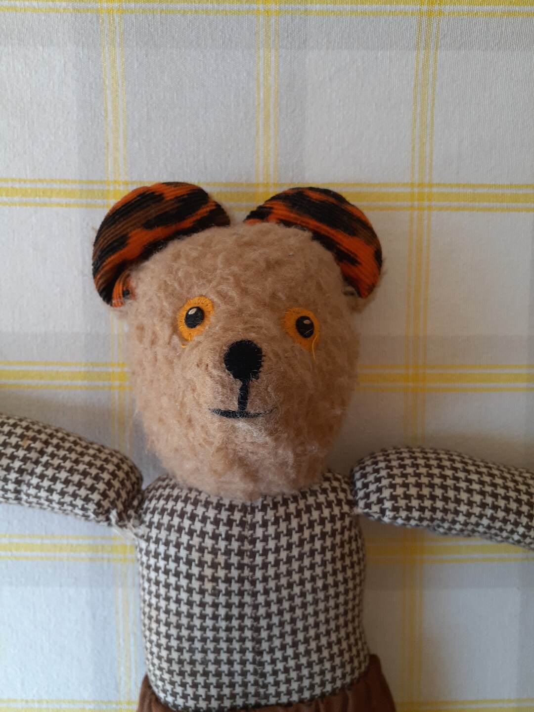 Adorable Antique Teddy Bear, Brown Pants, Animal Print Ears, Pointed ...