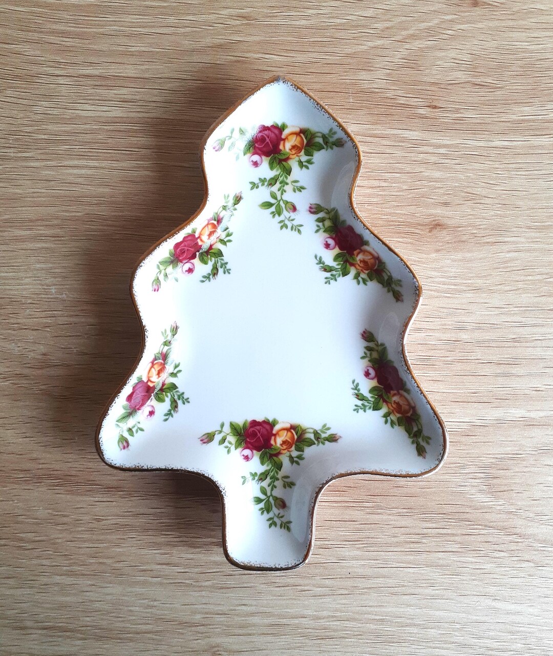 Vintage Royal Albert Christmas Tree Shaped Dish, Old Country Roses - Etsy