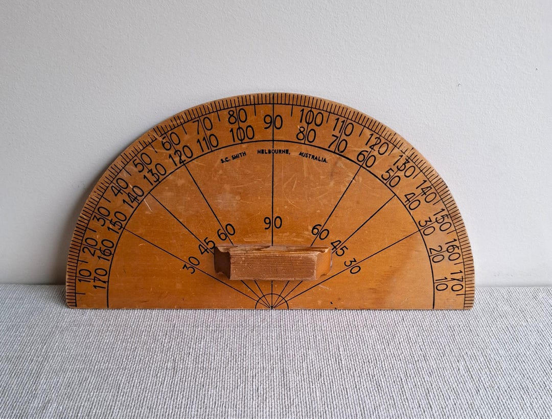 Vintage Large Wooden Protractor Classroom & Drafting Demonstration Tool ...