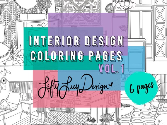 Interior Design Coloring Pages Volume 1 | Etsy