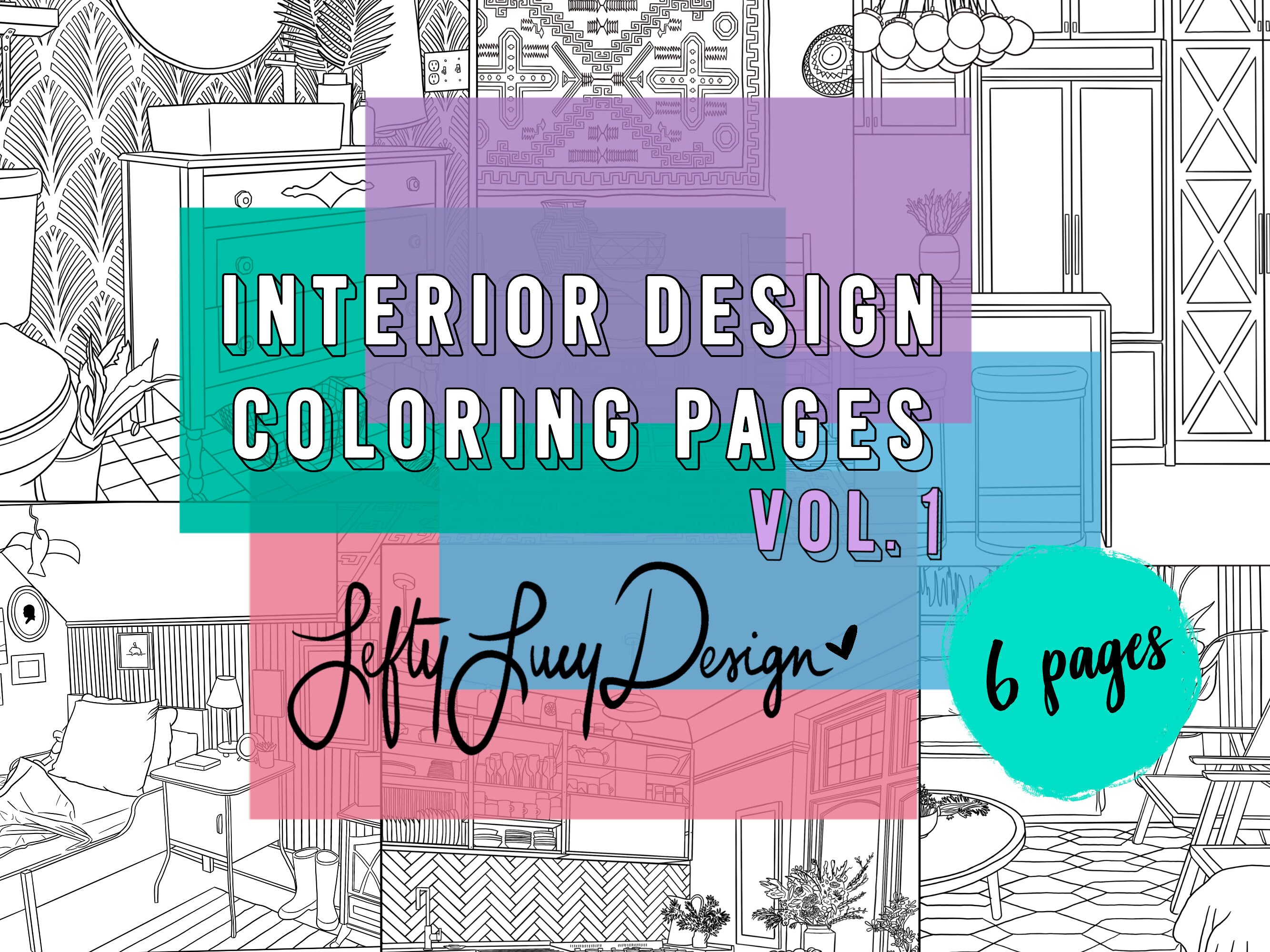 Interior Design Coloring Pages - Volume 1 - Etsy