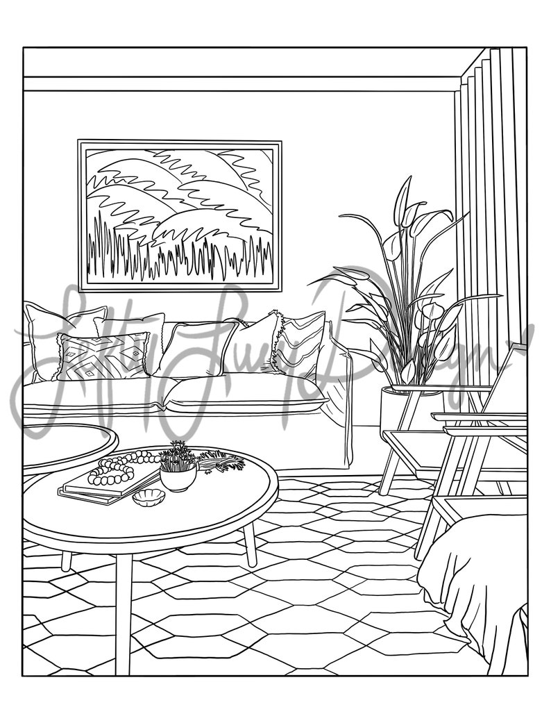 Interior Design Coloring Pages - Volume 1 - Etsy