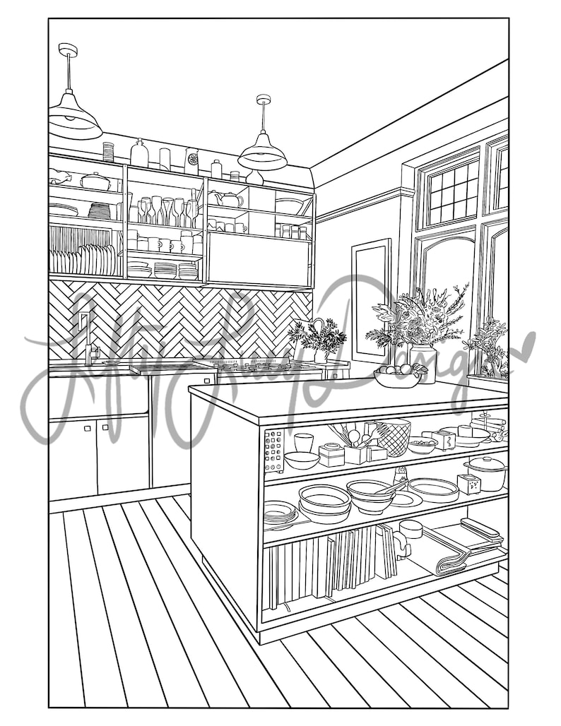 Interior Design Coloring Pages - Volume 1 - Etsy