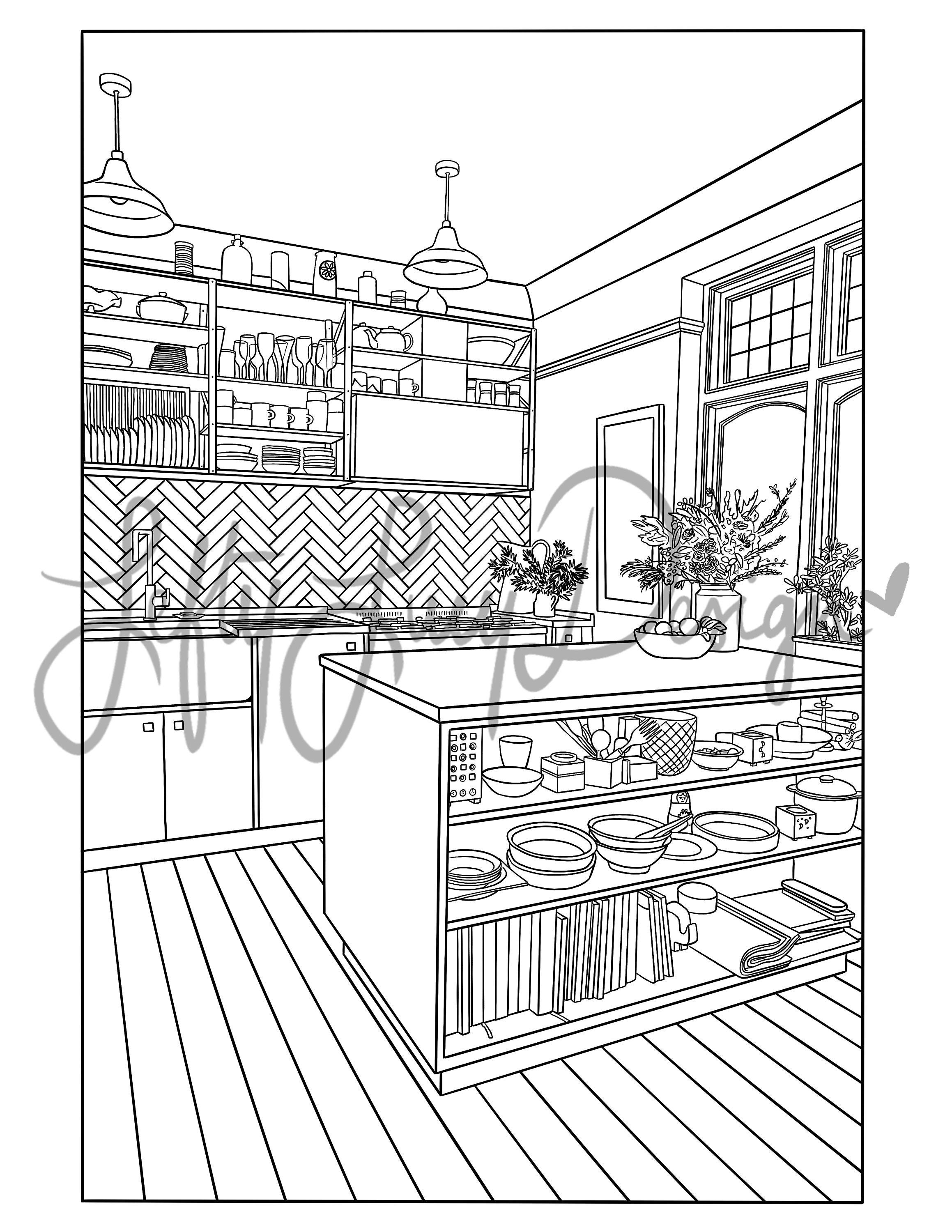 Interior Design Coloring Pages - Volume 1 - Etsy