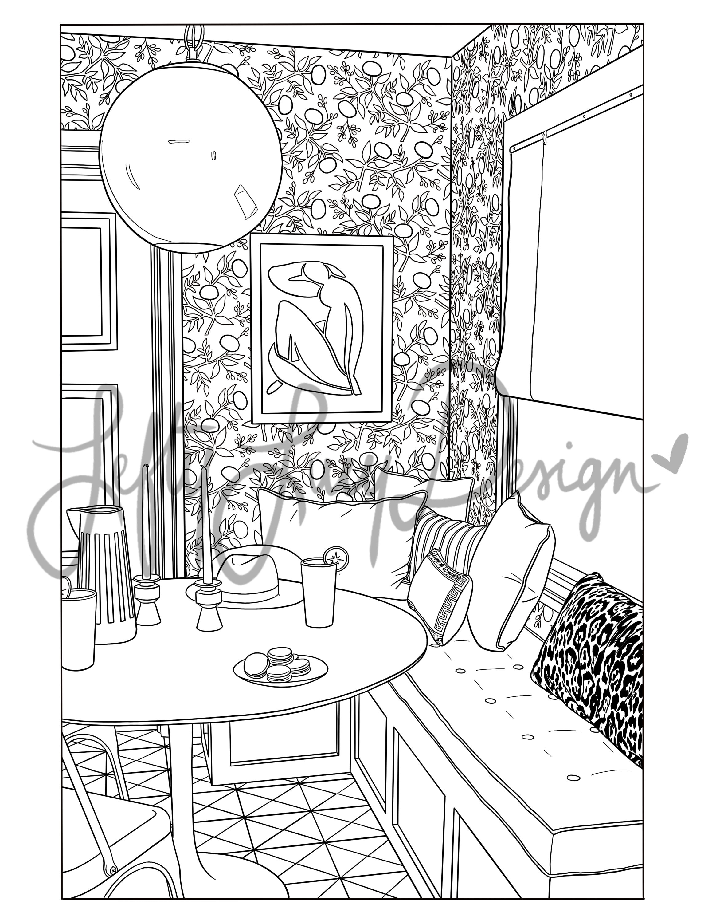 Interior Design Coloring Pages - Volume 3 - Etsy
