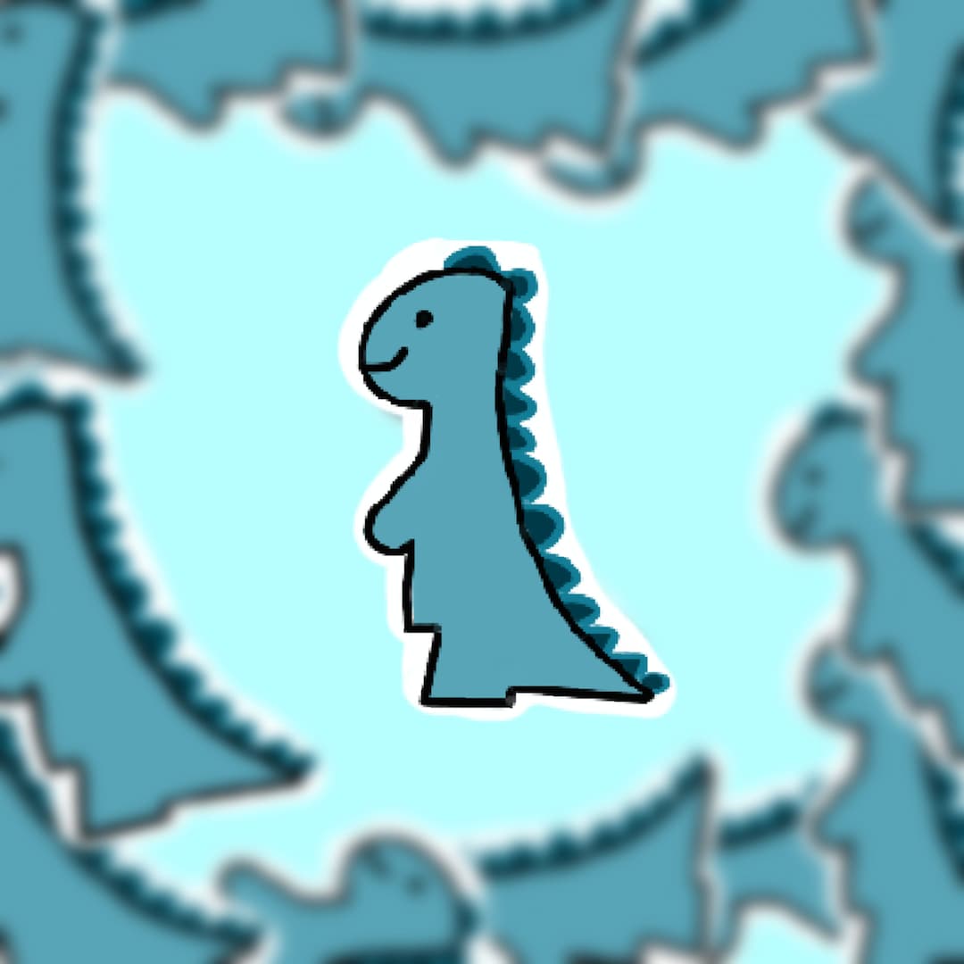 Blue Dinosaur Sticker - Etsy