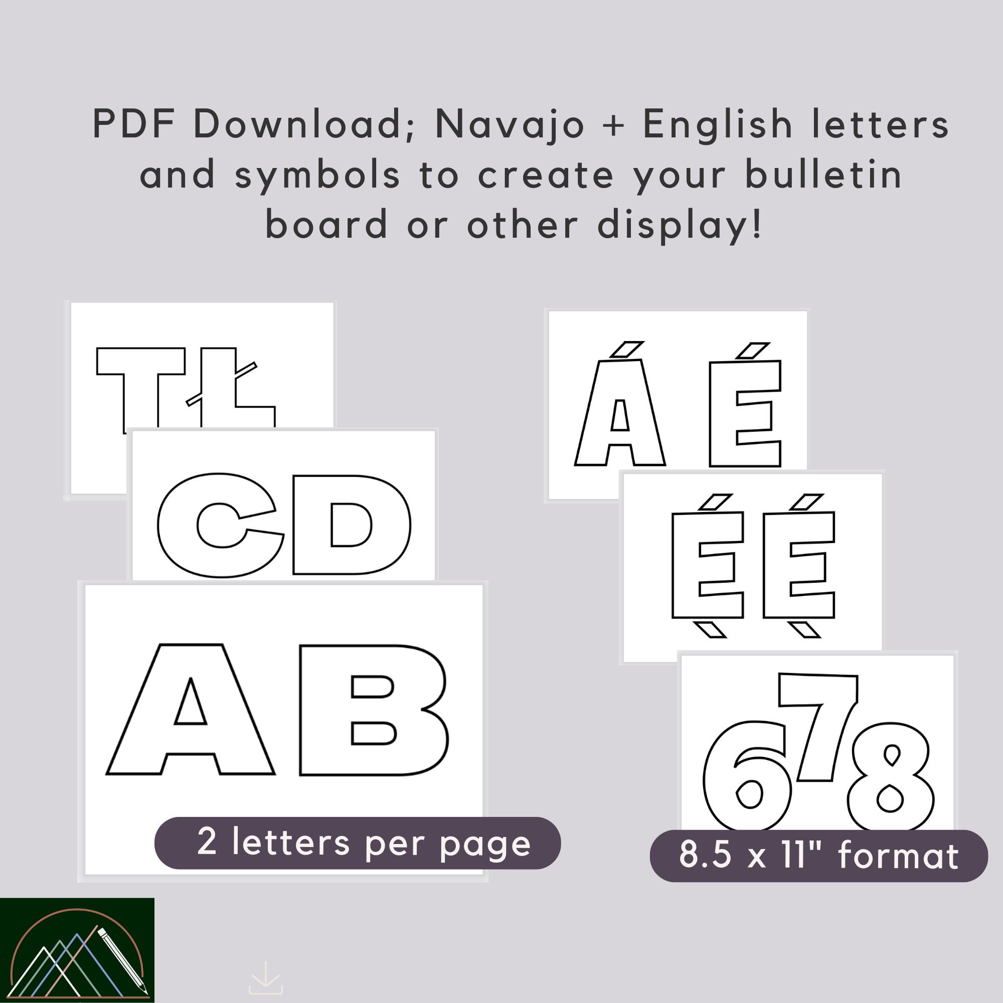 Navajo & English A-Z Cutout Letters Printable - Etsy