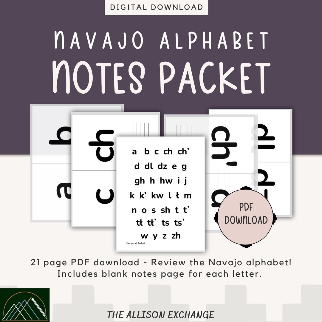 Navajo ABC Alphabet Notetaking Printable PDF Diné Bizaad - Etsy