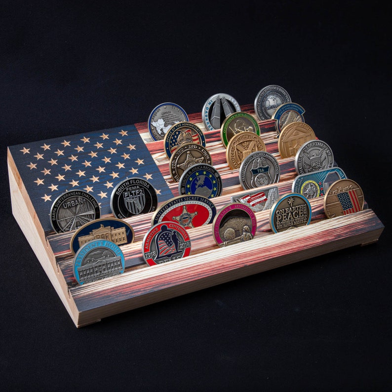 American Flag Challenge Coin Display for Desk or Shelf - USA Made ...