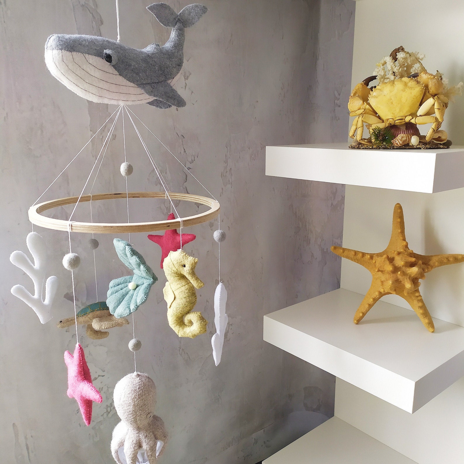 Big Ocean Mobile for Baby, Ocean Animals Mobile, Nursery Mobile,felt ...