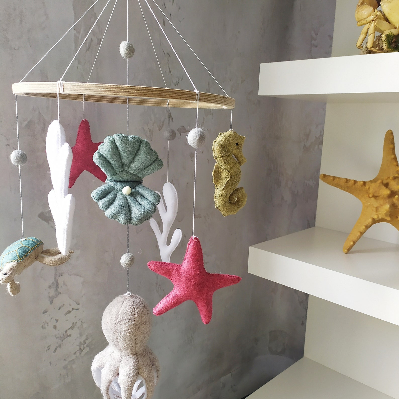 Big Ocean Mobile for Baby, Ocean Animals Mobile, Nursery Mobile,felt ...