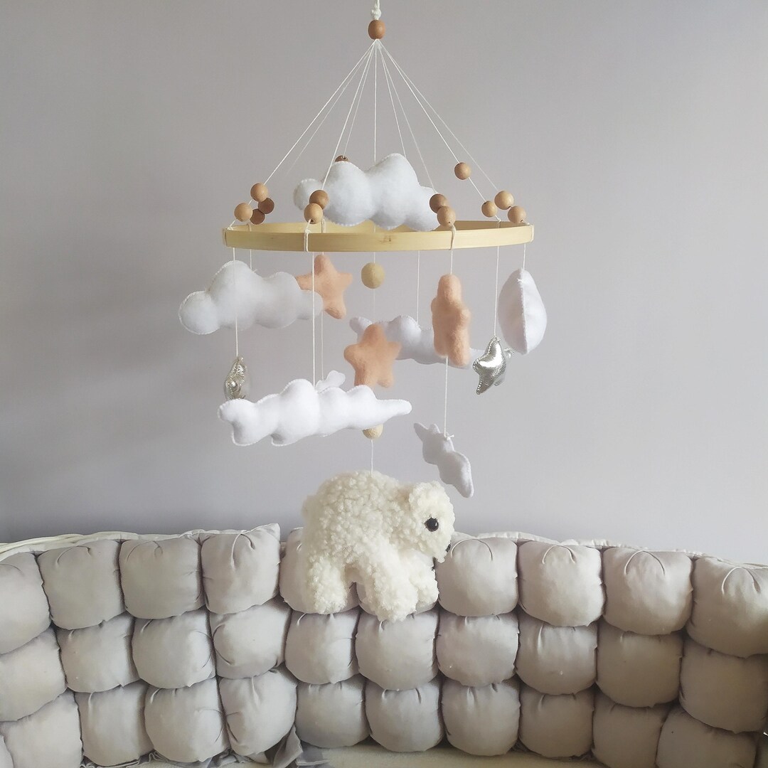 Teddy Nursery Mobile,boucle Cot Mobile, Cloud Mobile,neutral Crib ...