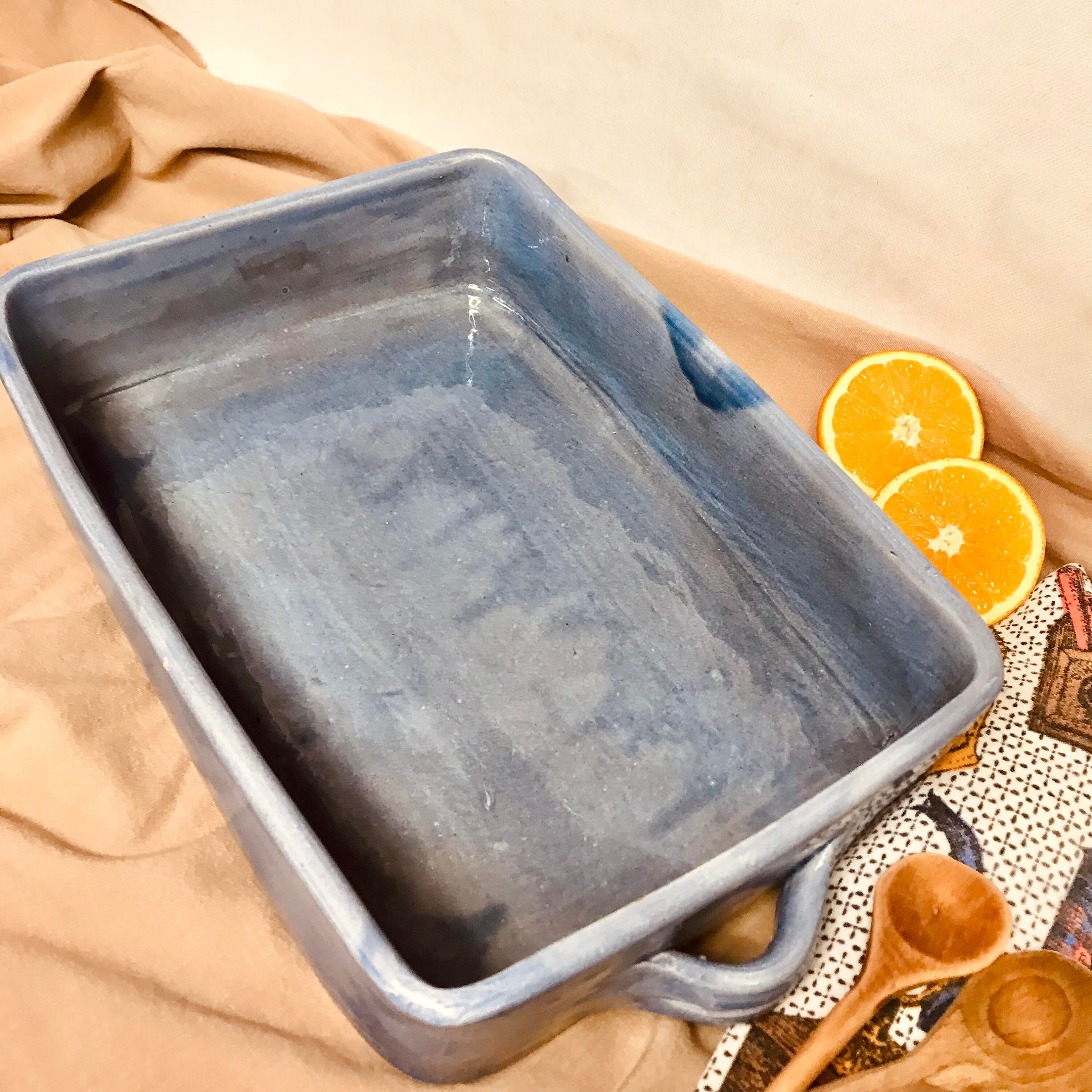 Vintage Handmade Ceramic Roasting Pan Terre D'hautaniboul Blue - Etsy