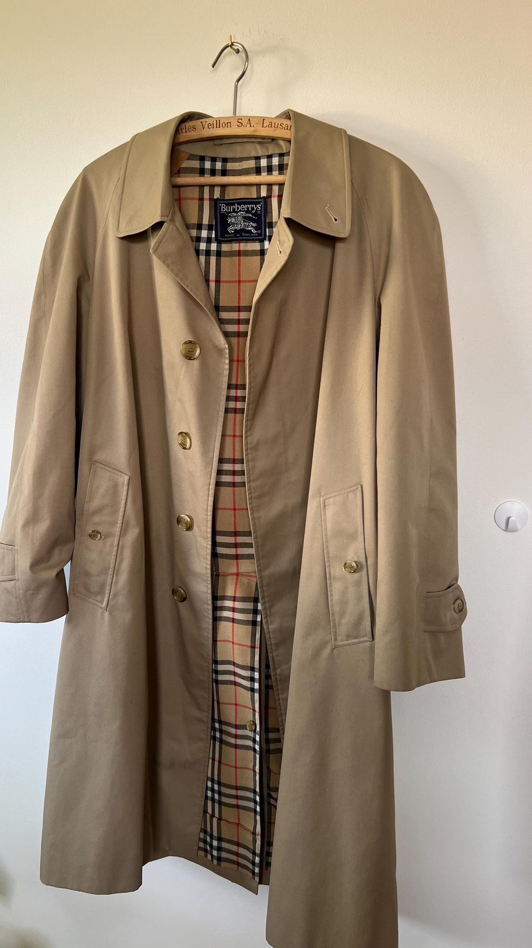 Vintage Burberry Camden Trenchcoat Unisex Carcoat Plaid Raincoat Large ...