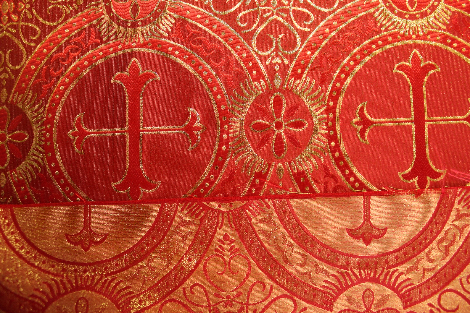 Metallic Brocade Fabric Red Gold by the Yard Liturgical Religious ...