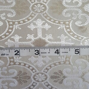 Green Gothic Liturgical Brocade Fabric by Yard Metallic Gold Cross ...