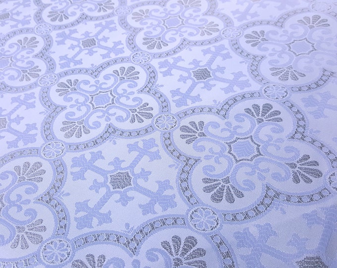 Metallic Brocade Fabric White Silver Gold BTY Liturgical Religious ...