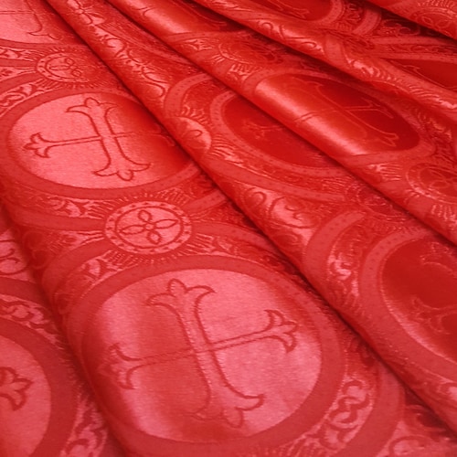 Metallic Brocade Fabric Red Gold by the Yard Liturgical - Etsy