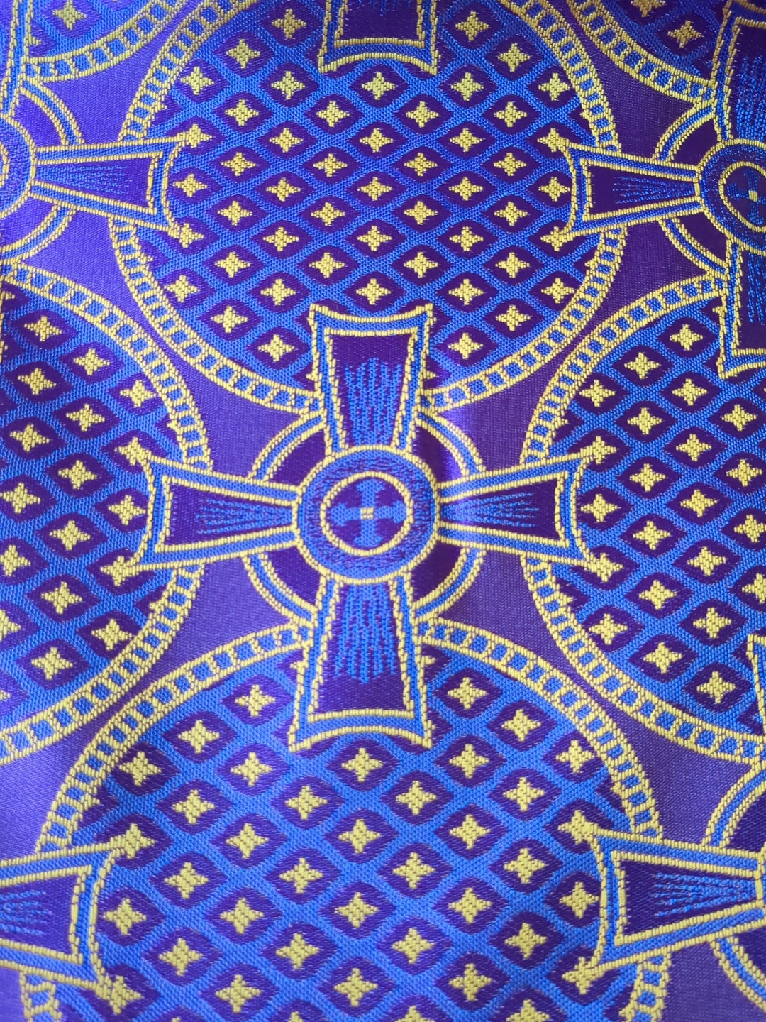 Purple Cross Design Liturgical Fabric Brocade Jacquard by the Yard ...