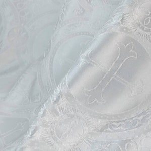 Liturgical Fabric REVERSIBLE White Satin Jacquard Brocade BTY 58/60 ...