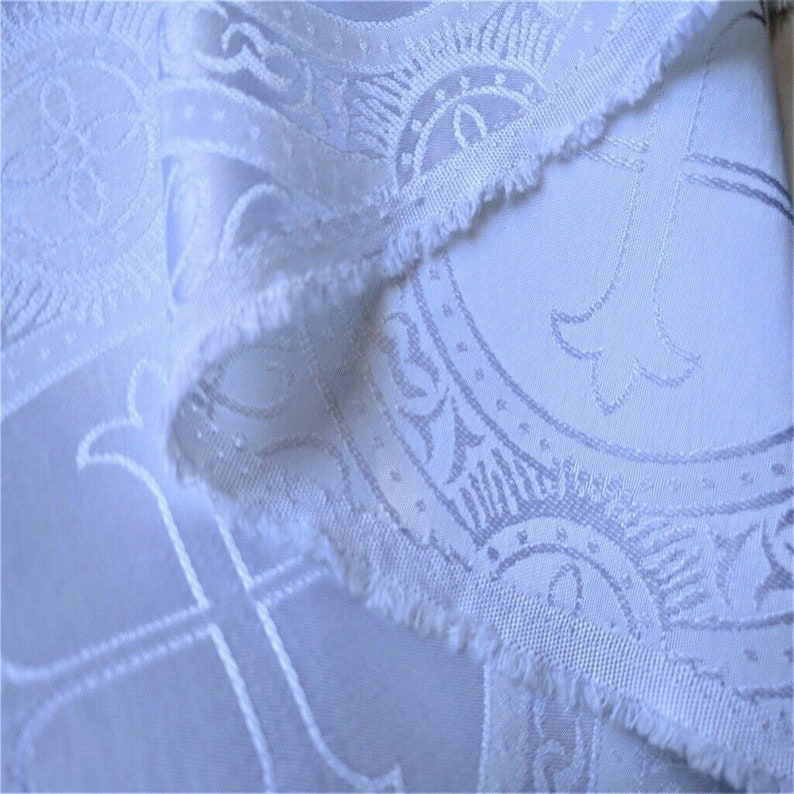 Liturgical Fabric REVERSIBLE White Satin Jacquard Brocade BTY | Etsy