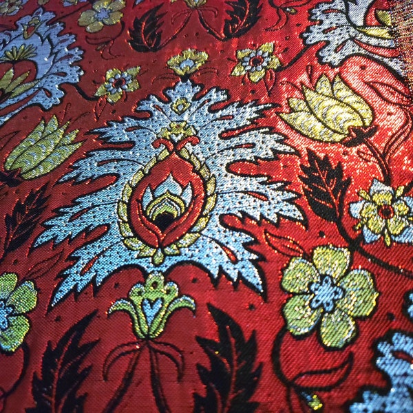 Red Gold Fabric - Etsy