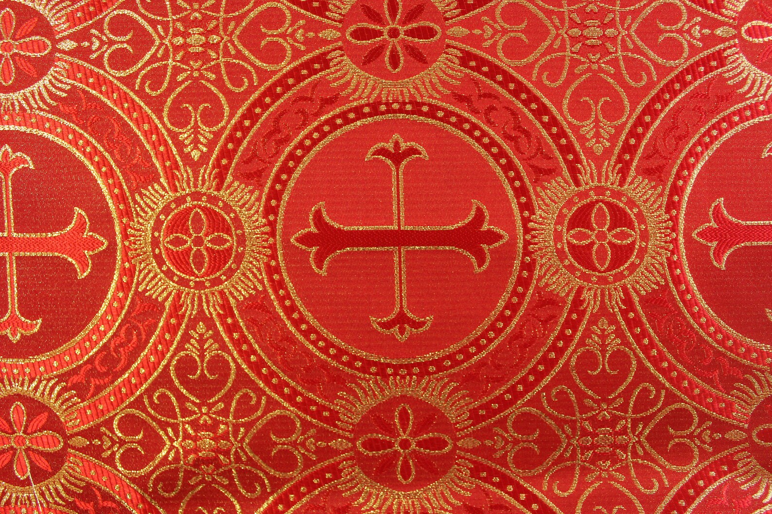 Metallic Brocade Fabric Red Gold by the Yard Liturgical Religious ...