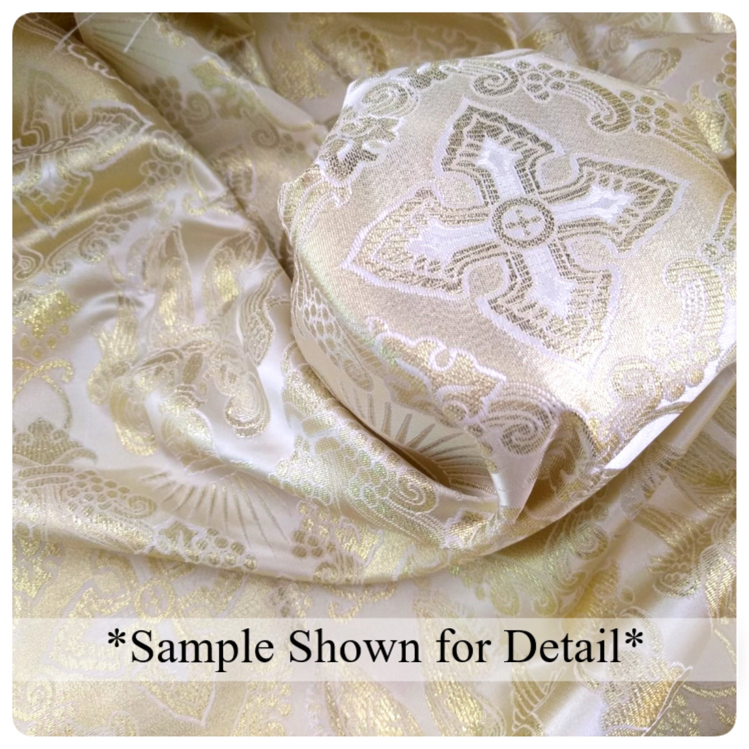 Baroque Angels and Chalice Brocade Fabric White Metallic | Etsy