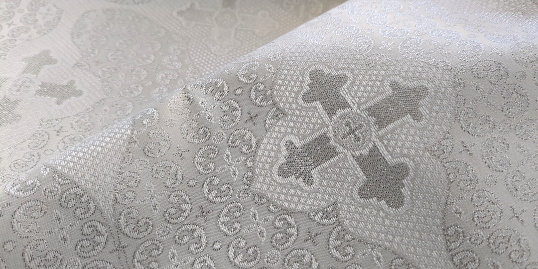Metallic Silver Brocade Fabric Liturgical Design for Clergy Vestments ...